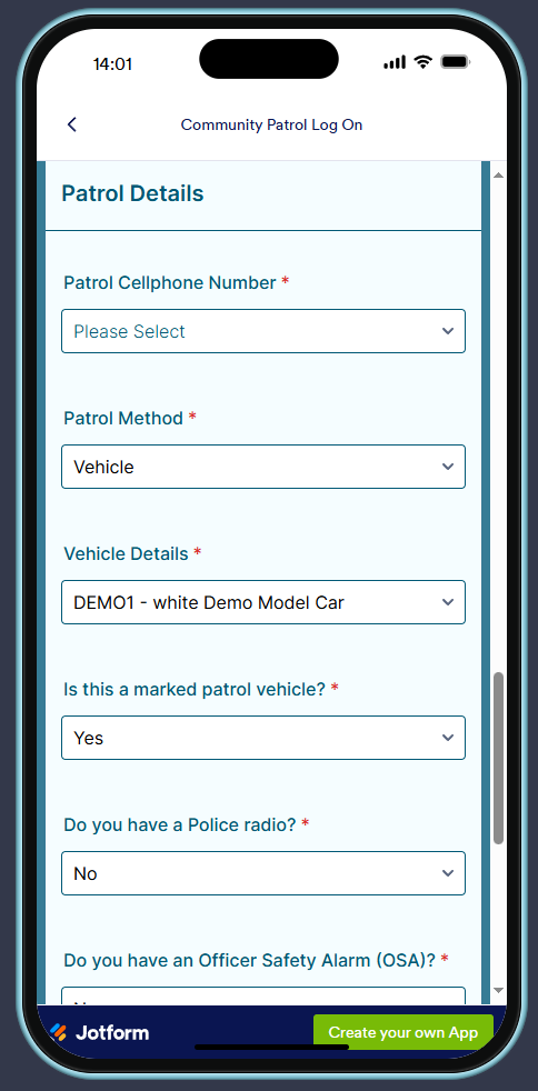 CPNZ Comms Log On & Off App System