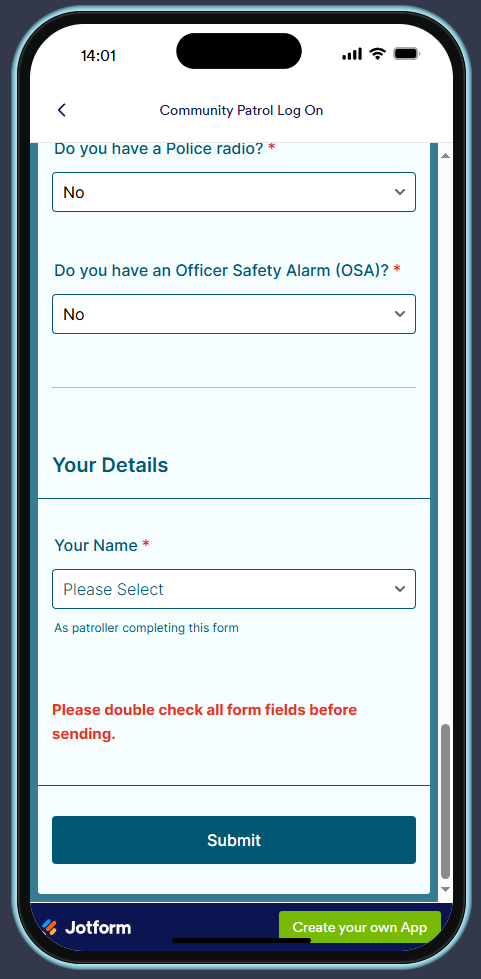 CPNZ Comms Log On & Off App System